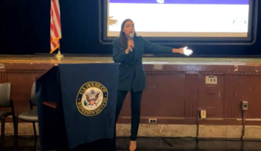 Rep. Alexandria Ocasio-Cortez Confronted By Anti-War Protesters During ...
