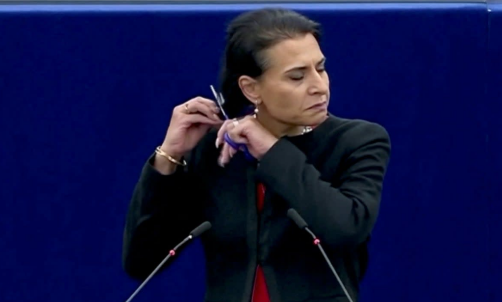 Swedish Lawmaker Cuts Off Hair During EU Assembly to Protest Iranian ...
